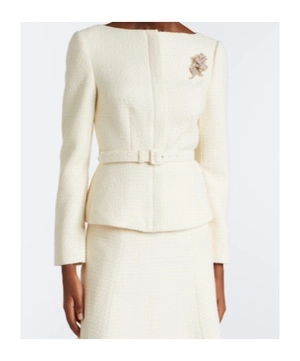 Roland Mouret Belted Embellished Bouclé Jacket