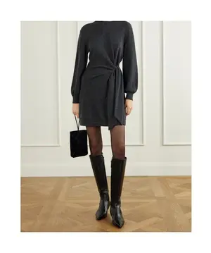 LISA YANG Knotted Cashmere Mini Dress - Gray