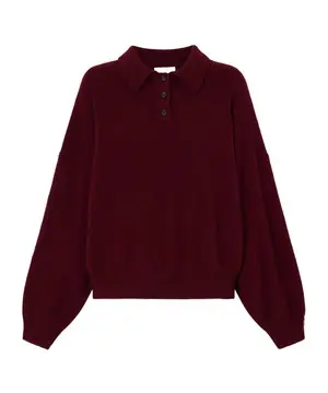 LISA YANG Polo Collar Sweater - Wine Red