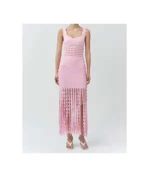 Simkhai Brionne Fringed-hem Dress Midi