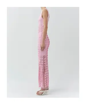 Simkhai Brionne Fringed-hem Dress Midi