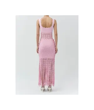 Simkhai Brionne Fringed-hem Dress Midi