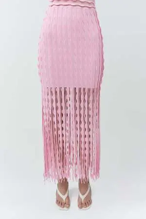 Simkhai Brionne Fringed-hem Dress Midi
