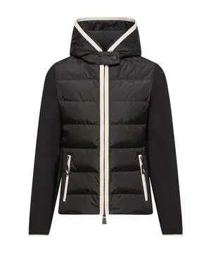 Moncler Contrast Trim Hooded Down Jacket - Black