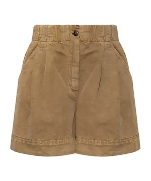 Moncler Logo Embroidered Shorts - Brown