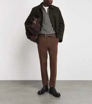 Corneliani Cotton Twill Flat-front Trousers