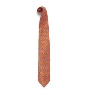 E. MARINELLA Silk Geometric Tie - Orange