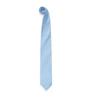 E. MARINELLA Silk Geometric Tie - Blue