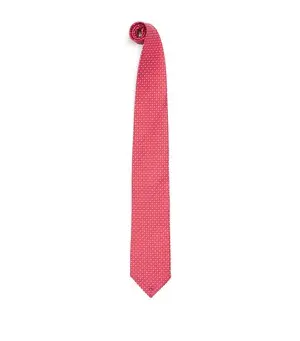 E. MARINELLA Silk Geometric Tie - Red