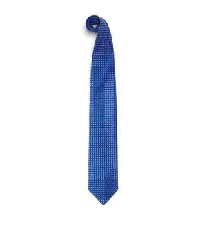 E. MARINELLA Silk Geometric Tie - Blue