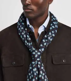 E. MARINELLA Wool-silk Floral Print Scarf