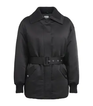 Claudie Pierlot Satin Belted Puffer Jacket - Black