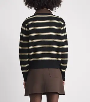 Claudie Pierlot Corduroy-collar Stripe Cardigan