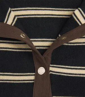Claudie Pierlot Corduroy-collar Stripe Cardigan