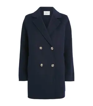 Maje Wool Longline Pea Coat - Black