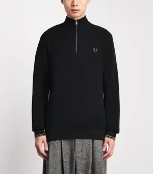 Fred Perry Cotton Waffle-knit Quarter-zip Sweatshirt