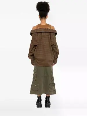 Mihara Yasuhiro Checked Cold-shoulder Shirt