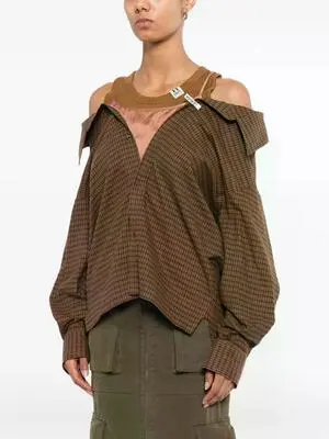Mihara Yasuhiro Checked Cold-shoulder Shirt