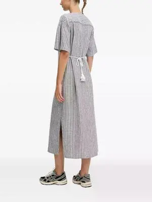 SPORTALM Vertical-stripe Smocked-detail Midi Dress