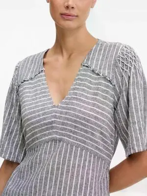SPORTALM Vertical-stripe Smocked-detail Midi Dress