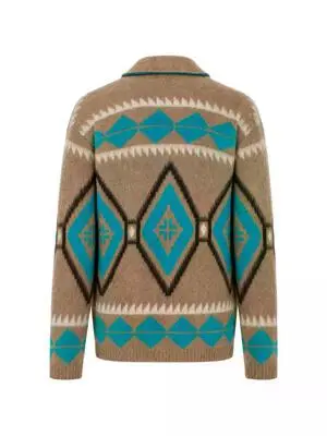 AMARANTO Geometric-pattern Shawl-collar Cardigan