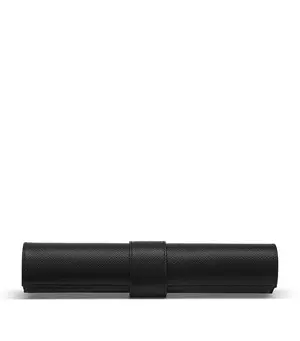 Smythson Leather Backgammon Travel Roll Set - Black