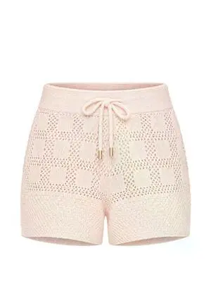 Zimmermann Crochet-knit Drawstring Mini Shorts Pink