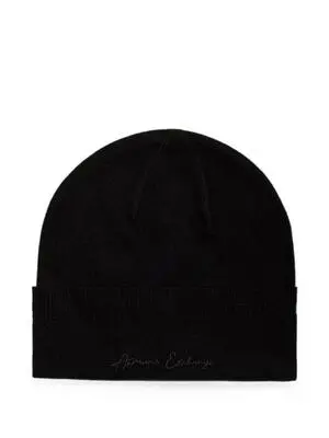 Armani Exchange Logo-embroidered Beanie Hat - Black