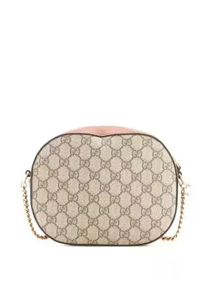 Gucci Chain Gg Coated Canvas And Leather Mini Crossbody Bag - Brown