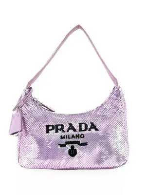 Prada Re-edition 2000 Sequins Mini Hobo Bag - Purple