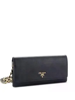 Prada Wallet On Chain Vitello Move Long Crossbody Bag - Black