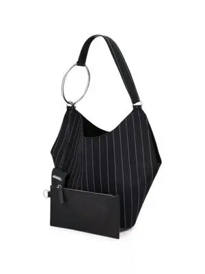 DONDUP Pinstripe-pattern Ring-detail Shoulder Bag