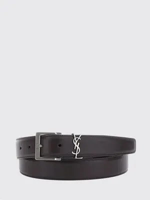 Saint Laurent Cassandre Calfskin Leather Belt With Monogram Buckle - Brown