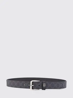 Gucci Gg Supreme Canvas Belt With Monogram Buckle - Black
