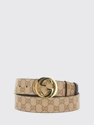 Gucci Reversible Leather And Cotton Blend Belt With Gg Monogram Buckle - Cream