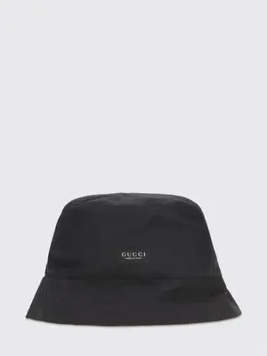 Gucci Cotton-blend Bucket Hat With Contrast Lettering Logo - Black