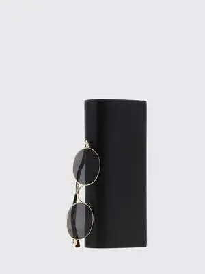 Saint Laurent Oval Metal Sunglasses With Dark Lenses And Engraved Logo