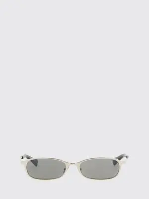 Saint Laurent Rounded Sunglasses In Metal And Acetate With Engraved Logo - Gray