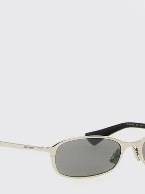 Saint Laurent Rounded Sunglasses In Metal And Acetate With Engraved Logo - Gray