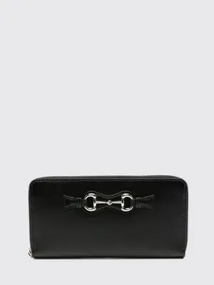 Gucci Horsebit Continental Wallet In Calfskin Leather With Zip Closure - Black
