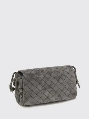 Bottega Veneta Notturno Intrecciato Suede Calfskin Shoulder Bag With Knotted Strap