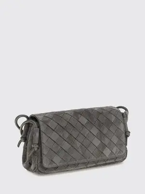 Bottega Veneta Notturno Intrecciato Suede Calfskin Shoulder Bag With Knotted Strap