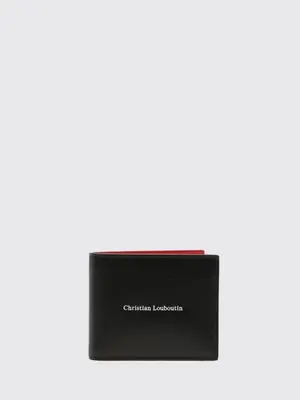 CHRISTIAN LOUBOUTIN Contrast Logo Calf Leather Bifold Wallet - Black