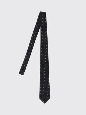 Saint Laurent Polka Dot Tie In 100% Silk For Ceremonial Occasions - Blue