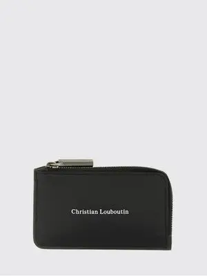 CHRISTIAN LOUBOUTIN Calf Leather Card Holder With Zip And Logo - Black