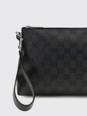 Gucci Essence Gg Monogram Coated Cotton Pouch With Wrist Strap