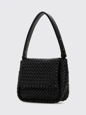 Bottega Veneta Intrecciato Lambskin Crossbody Bag With Flap Closure - Black