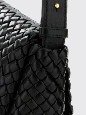Bottega Veneta Intrecciato Lambskin Crossbody Bag With Flap Closure - Black