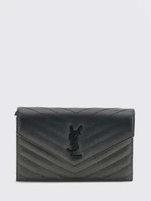 Saint Laurent Cassandre Mini Quilted Grain De Poudre Leather Wallet On Chain