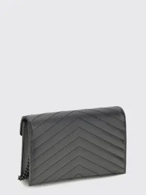 Saint Laurent Cassandre Mini Quilted Grain De Poudre Leather Wallet On Chain